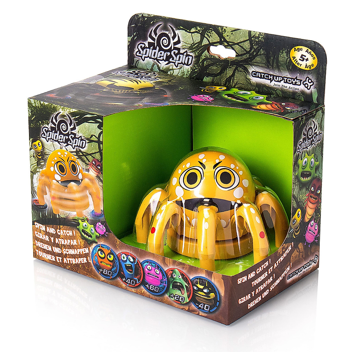 Catchup Toys Spider Spin Game Toy: Kids Magnetic Spin Catch Spider Grabs 10 Added Discs, Choose Cute Evil Design, Multi-Play Levels, STEM, Boys Ages 7+