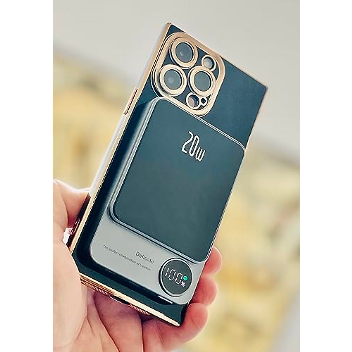 PowerStash Fast Charging Magnetic Power Bank Wireless Charging Type C Quick Charge Support and Lightning Cable Compatible port, LED Display Ultra Slim High Capacity Aluminum Body 5000mAh