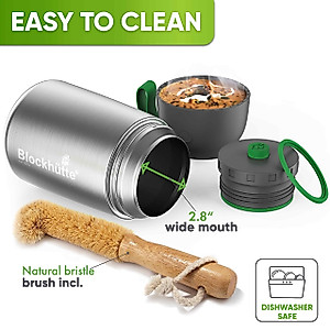 Blockhuette Insulated Food Jar for Adults I 24 oz I with Spork I 14 H hot Food, Stainless Steel Thermos for hot Food, Insulated Lunch Containers, Breakfast Cup, Lunch Boxes Tumbler for food