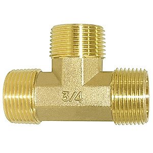 Joywayus Brass 3/4" GHT Garden Hose Threaded Tee Shaped 3 Way Connector Hose Pipe Fitting Coupler Adapter