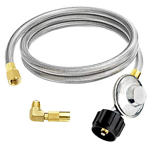 MOFLAME 6FT Stainless Braided Propane Hose and Blackstone Grill Regulator Adapter for Blackstone 17inch and 22inch Table Top Griddle Connect to 5-20Lb Propane Tank
