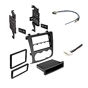 American International Single or Double DIN Radio Dash Kit for Nissan Altima Sedan or Coupe (2007-2012) with All-in-One Antenna Adapter and Wiring Harness (NDK727CP)