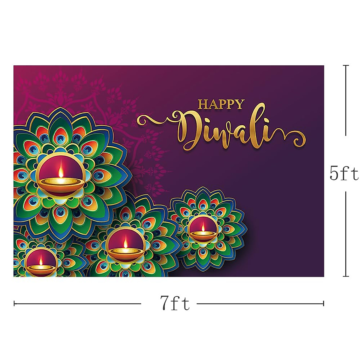 MEHOFOND 7x5ft Happy Diwali Party Backdrop Decorations Indian Diwali Banner Deepavali Festival of Lights Photography Background Hindu Happy Lights Candle Banner Photo Studio Props