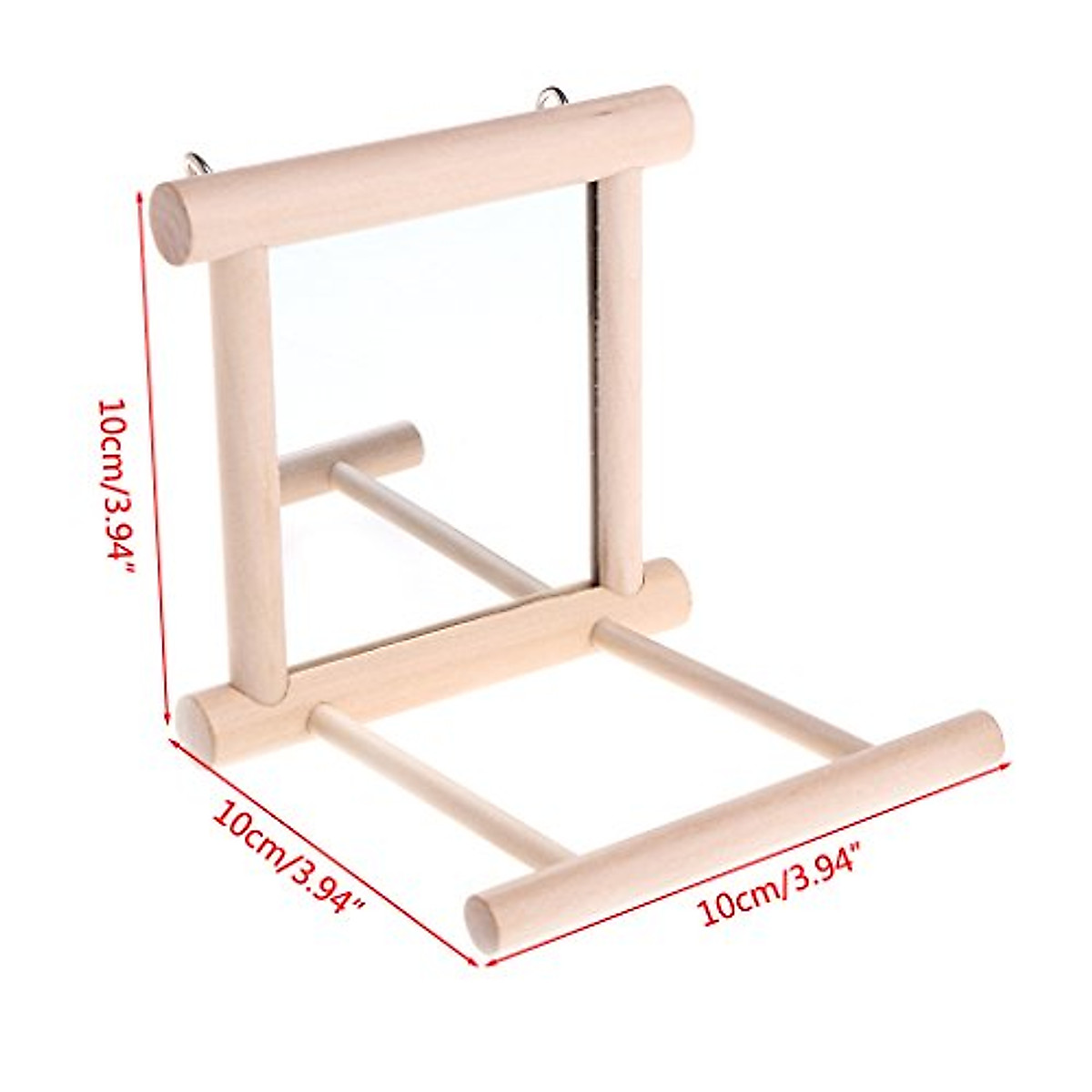 Forgun Pet Bird Mirror Wooden Play Toy with Perch for Parrot Budgies Parakeet Cockatiel Conure Finch Lovebird