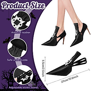 Vicenpal 3 Pcs Halloween Witch Accessories Black Witch Shoe Covers Socks Broomstick Witch Broom for Halloween Cosplay Costume (Purple)