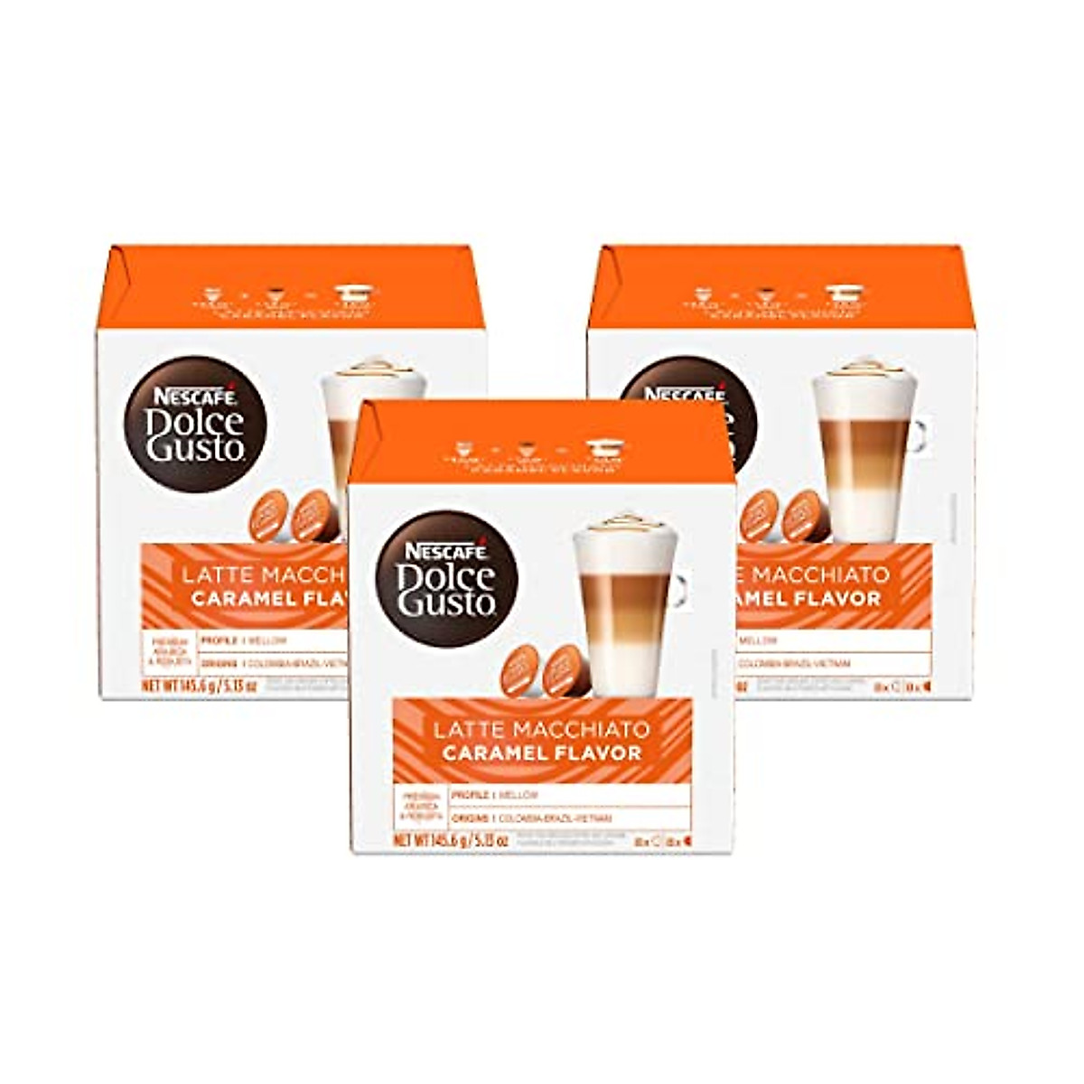 Dolce Gusto Nescafe Coffee Pods, Caramel Macchiato,16 Count (Pack of 3)