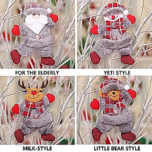Christmas Tree Plush Ornaments Set, Plush Christmas Ornaments Santa Elk Bear Snowman Ornaments for Christmas Tree Xmas Home Holiday Decorations Christmas Ornaments