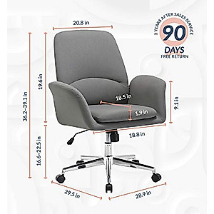NOVIGO Upholstered Home Office Chair with Comfy Back Support for Conference Room Study Grey