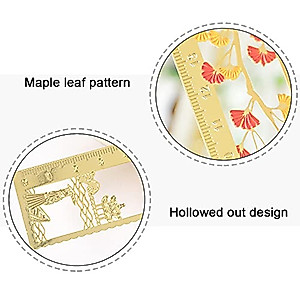 Bookmark Ruler Classical Metal Brass Book Mark Maple Leaf Hollow Page Marker for Teacher Appreciation Gifts Childrens Day Gifts