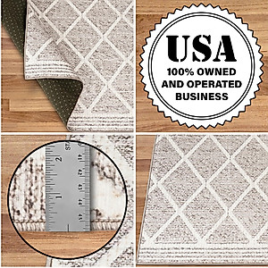 ReaLife Machine Washable Area Rug - Living Room Bedroom Bathroom Kitchen Entryway Office - Padded Crease Free Stain Resistant Premium - Boho Modern Farmhouse - Tessa- Beige Ivory - 2'x 3'