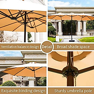 Romayard Double-Sided Outdoor Umbrella,15x9 ft Aluminum Garden Large Umbrella with Tilt and Crank for Market,Camping,Swimming Pool (Khaki Top)