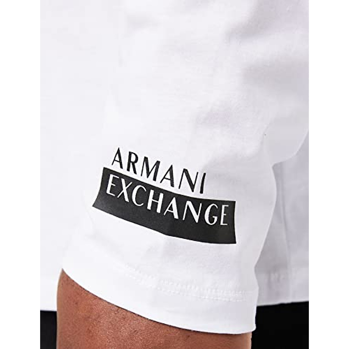 A|X ARMANI EXCHANGE Men's Contrast PU Logo Long Sleeve T-Shirt, White, XXL