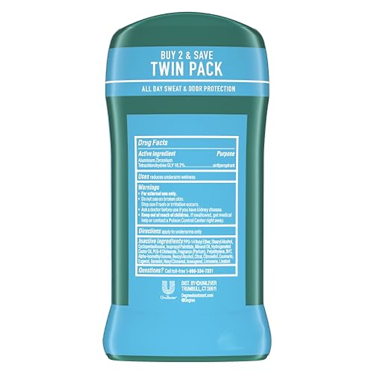 Degree Men Original Antiperspirant Deodorant Cool Rush Twin Pack 48-Hour Sweat & Odor Protection Antiperspirant For Men 2.7 oz