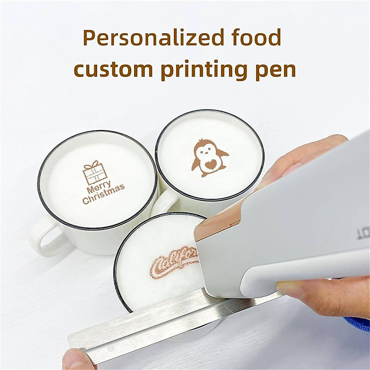 YXCUSAM Food Printer, Portable Latte Art Printer, Wireless Color Barcode Printer for Home Bakers, Professional Chefs (Brown)