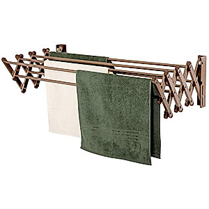 AERO W Racks Aluminum Wall Mounted Collapsible Laundry Clothes Drying Rack (60lb Capacity, 22.5 Linear FT, Aluminum Bronce)