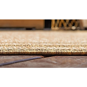 Unique Loom Outdoor Border Collection Area Rug - Multi Border (4' 1" x 6' 1" Rectangle, Tan/ Light Brown)