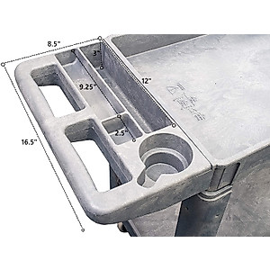 550lb Capacity Heavy Duty Plastic Utility Cart 40" L x 17-1/4" W with Handle 2 Shelves Pake Handling Tools