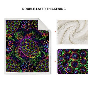 Jekeno Turtles Blanket for Adults Kids - Soft Sea Turtle Fleece Blankets Plush Cozy Undersea Turtle Sherpa Throw for Sofa Chair Bed Office Travelling Camping Green Sea Turtle Lovers Gifts 50"x60"