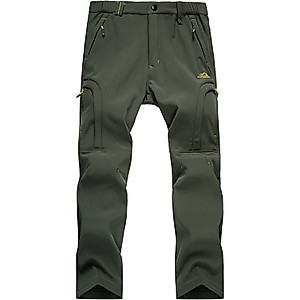 MAGCOMSEN Hiking Pants Mens Winter Pants Thick Pants Camping Pants Fleece Lined Pants Snow Pants Men Green
