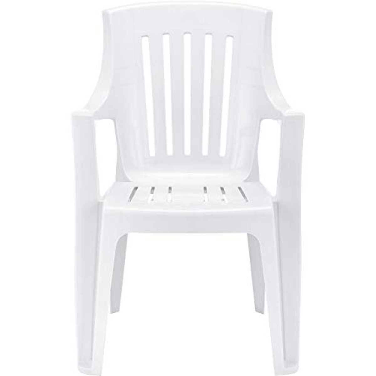 Global Industrial Outdoor Stacking Chair, Resin, White, Lot of 4