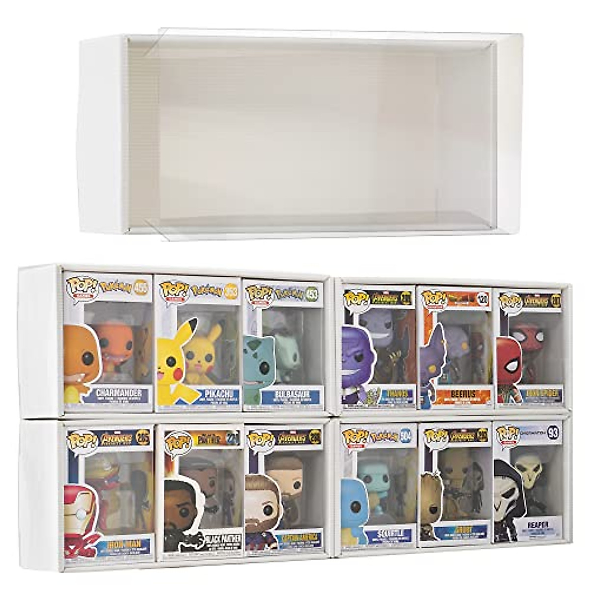 Display Case Compatible with Funko Pop Boxes, Stackable 4 Single Row, with Transparent Cover to Protect Your Collection Against Dust (Holds 12 Pops)
