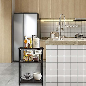 IBUYKE Side Table, 3-Tier End Table, Industrial Nightstand Small Table with Storage Shelf, for Bedroom, Living Room, Hallway, Black UTMJ402B