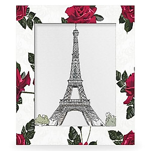 POFATO Red Rose Art Pattern 8x10 Picture Frame Wood Photo Frame for Tabletop Display Wall Mount Picture Frame Display 8 x 10 Inch Photo Wall Decor Home Gift Frames