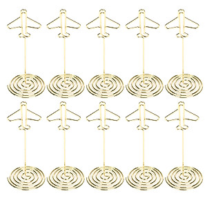 10Pcs Metal Table Number Holders, Airplane Shaped Place Card Holders for Wedding Party Tabletop, Picture Holders Stand for Photo Name Cards Menu Memo