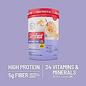 SlimFast Meal Replacement Smoothie Mix, Orange Cream Swirl, Immunity High Protein Powder, 12 Servings (Pack of 2)