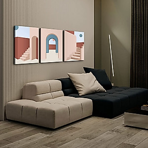 Dimpoli - Abstract Canvas Print Wall Art Set Mid-Century Modern Architecture Abstract Shapes Illustrations Minimalism Decorative Contemporary for Living Room, Bedroom, Office - 24"x32"x3 panel