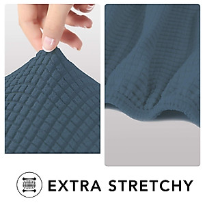 PureFit Stretch Sofa Slipcover – Spandex Jacquard Non Slip Soft Couch Sofa Cover, Washable Furniture Protector with Non Skid Foam and Elastic Bottom for Kids (Sofa, Bluestone)