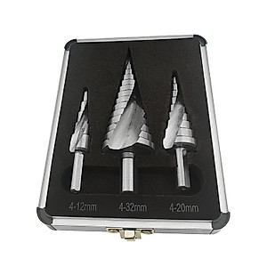 BQKKWIN 3PCS Titanium Step Drill Bit Set with Automatic Center Punch, 29Sizes in 3 High Speed Steel Drill Bits Set ，1/4" Triangular Shank Drive （with Box）