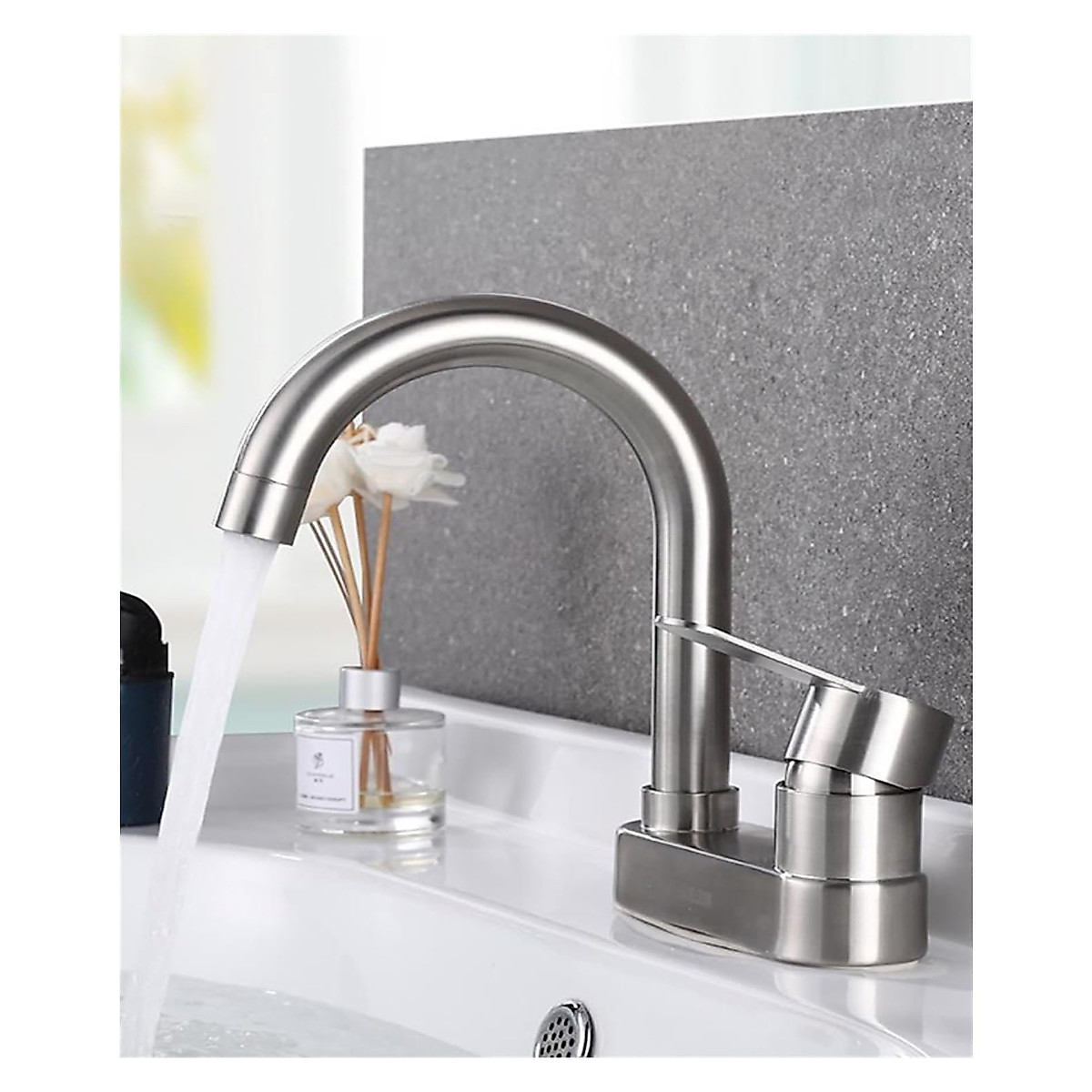 AISHANBAIHUODIAN Kitchen Faucets 304 Stainless Steel Brushed Bath Basin Faucet Sink Mixer Taps Vanity Hot and Cold Water Mixer Fit for Bathroom Faucets (Color : D)
