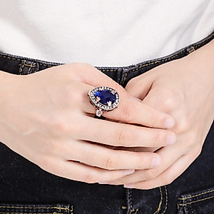CKHAO Women Ring - 24mm Big Size Antique Gold Plated Turkish Style Blue Gemstone Vintage Ring Women Jewelry J0899BLUE (7)