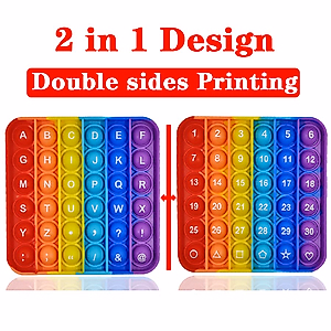 AK-SHIP 2 in 1 Fidget Toys, ABC Learning and Educational Toys, Poppers Fidget Toys,AK-SHIP Stress Relief, Autism Sensory Toys [26 Letters on One Side | Numbers 1-30 on The Other Side] (1 Pack)