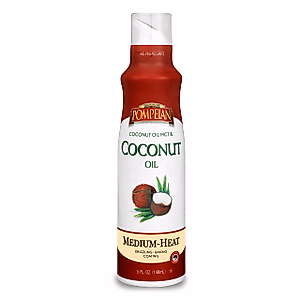 Pompeian Coconut Oil Non-Stick Cooking Spray, Subtle Coconut Flavor, Perfect for Seafood and Baking Coating, Naturally Gluten Free, Non-Allergenic, Non-GMO, No Propellants, 5 FL. OZ., Single Bottle