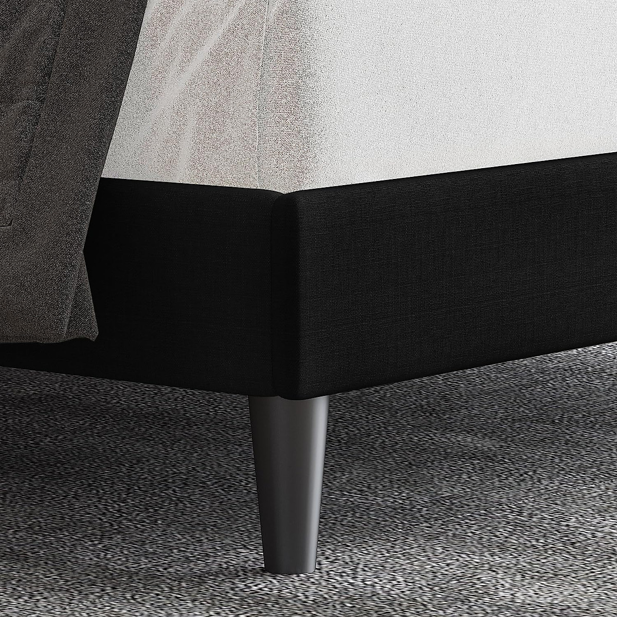 Allewie Full Size Upholstered Platform Bed Frame with Adjustable Headboard, Button Tufted, Wood Slat Support, Easy Assembly, Black