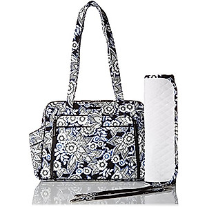 Vera Bradley Women's Cotton Stroll Around Baby Diaper Bag, Snow Lotus, One Size