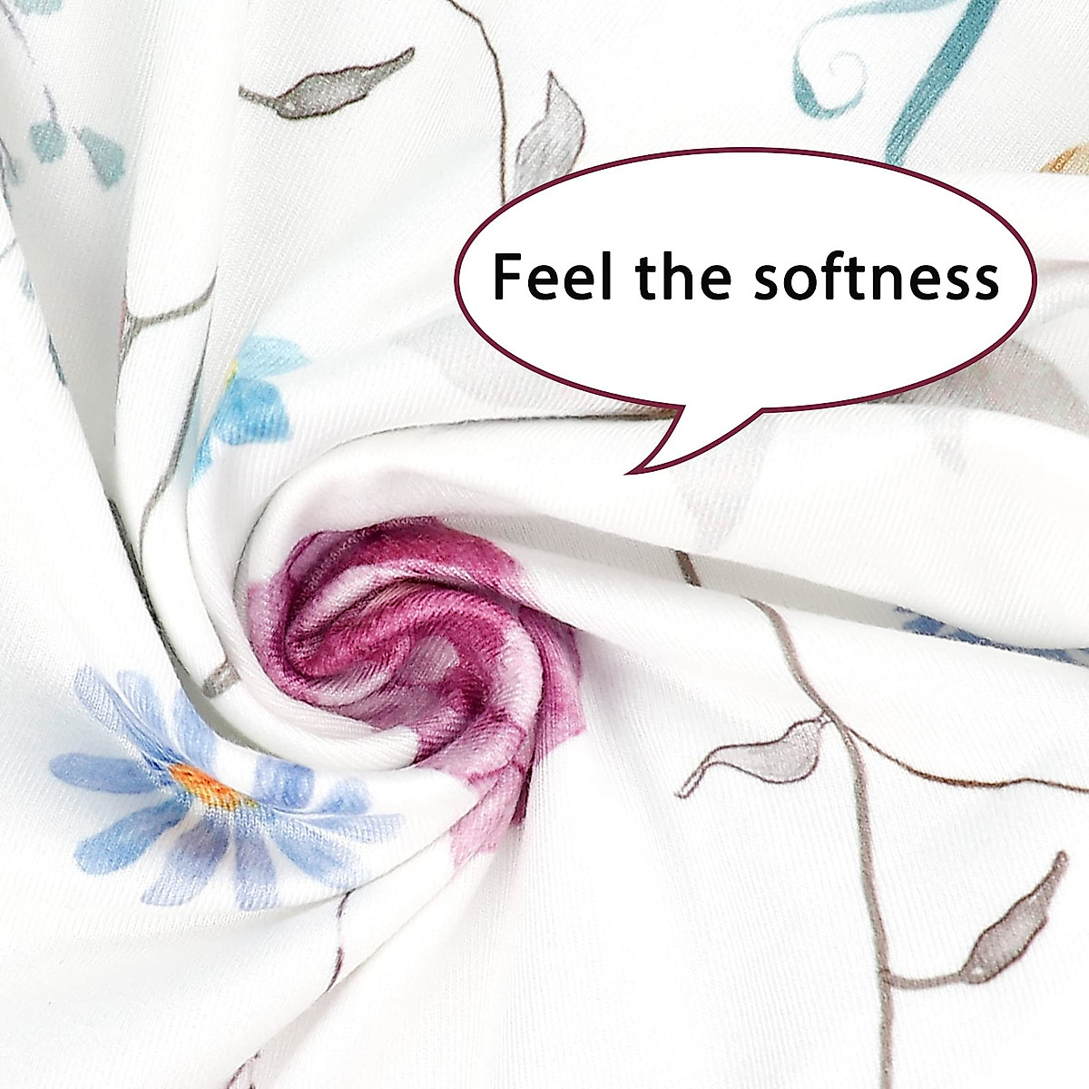 Nursing Pillow Cover Breastfeeding Pillow Slipcover for Moms Soft Breathable Organic Knit Fabric Newborn Infant Feeding Pillow Covers for Baby Girl Boy, Stylish Floral