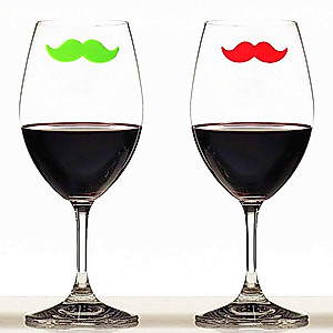 Cocktail/Wine Glass Markers Silicone Drink Markers Wine Charms with Beard Shape for Party Glass Identifiers (6 Count)