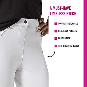 HUE Women's Ultra Soft High Waist Denim Leggings, White, Small
