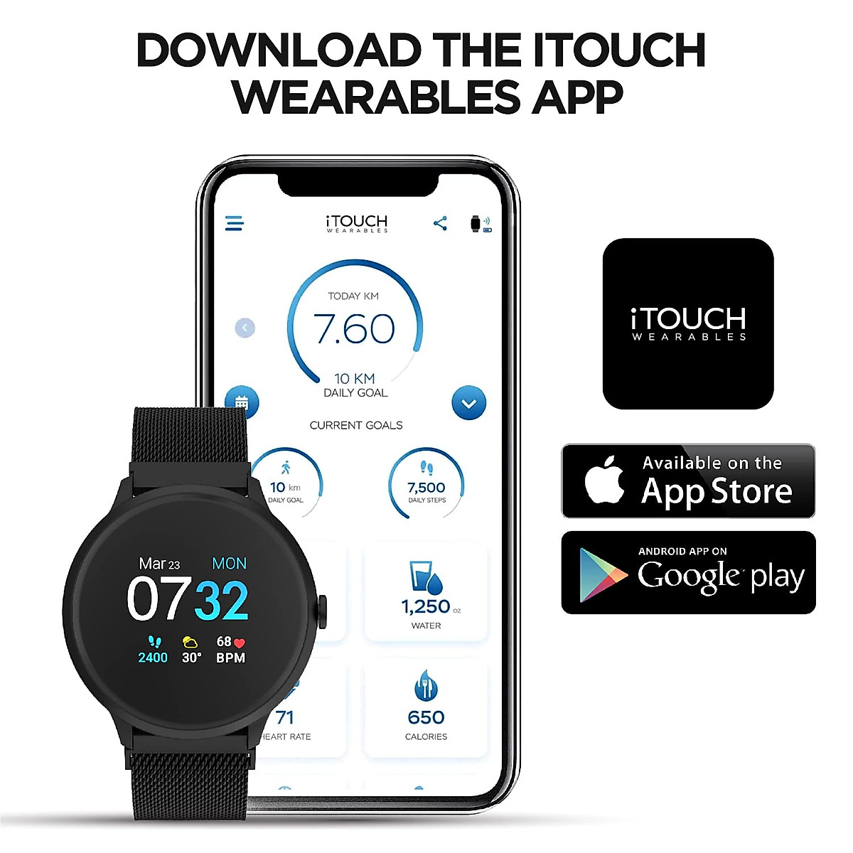 iTouch Sport 3 Smartwatch (with 24/7 Heart Rate Tracking, Step Counter, Notifications, Body Temperature Monitor)