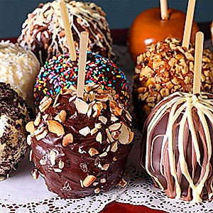 HANSGO Wooden Candy Apple Skewer Sticks, 6mm 5.25inch Natural Bamboo Skewers BBQ Caramel Apple Sticks Cotton Candy Stick Rock Candy Stick Skewer Semi Pointed Lollipop Sticks Barbecue Corn Dog