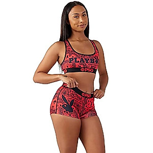 PSD Women's Playboy Paisely Boy Shorts, Red, L