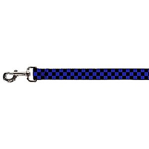 Buckle-Down Pet Leash - Checker Black/Neon Blue - 6 Feet Long - 1.5" Wide