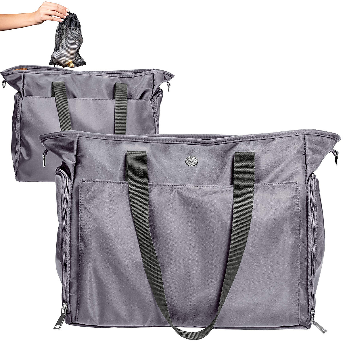 Zohzo Lauren Breast Pump Bag - Portable Tote Bag Great for Travel or Storage – Includes Padded Laptop Sleeve - Fits Most Major Pumps Including Medela and Spectra Breastpump (Black)