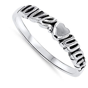 Love Can Wait Heart Script Purity Ring New .925 Sterling Silver Band Size 7