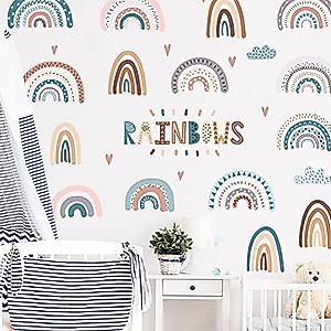 PartyKindom 2 Sets Cloud and Rainbow Wall Stickers Removable Decals Room Decoration for Home/Wall/Kitchen/Room Decor