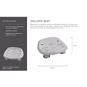 Bestway SaluSpa Underwater Durable Non Slip Swimming Pool and Spa Comfort Seat with Adjustable Height Legs and Weighted Feet, Gray