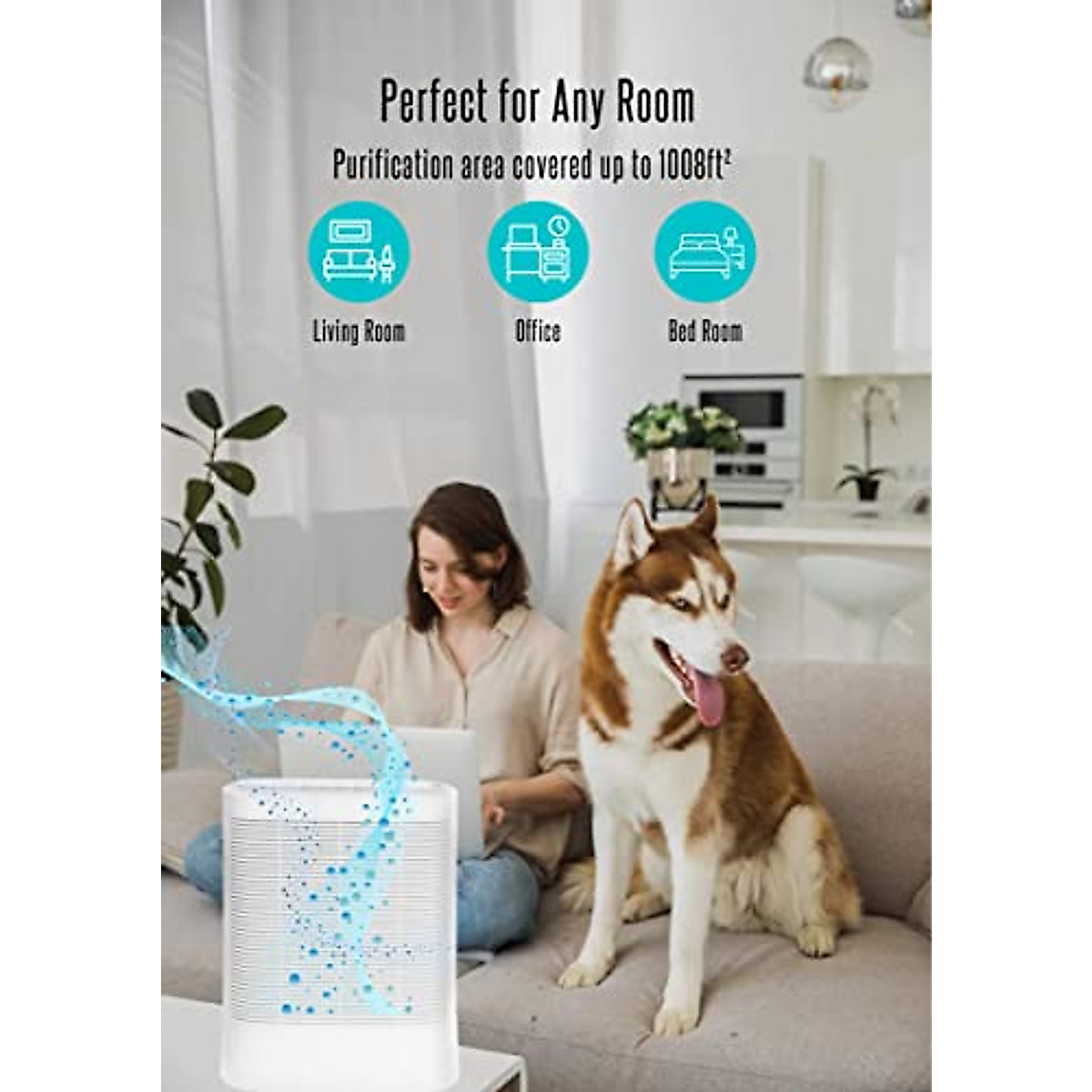 Zestaire Alpha 3 Air Purifier | 4 in 1 - UV Light + H13 True HEPA + Carbon Filter + Prefilter | Sleep Mode | 1008 sq ft. Coverage | Air Purifier for Pets, Home Air Cleaner